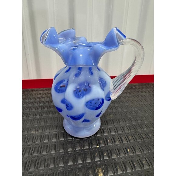 Fenton | Dining | Fenton Blue Opalescent Coin Dot Pitcher 5 | Poshmark
